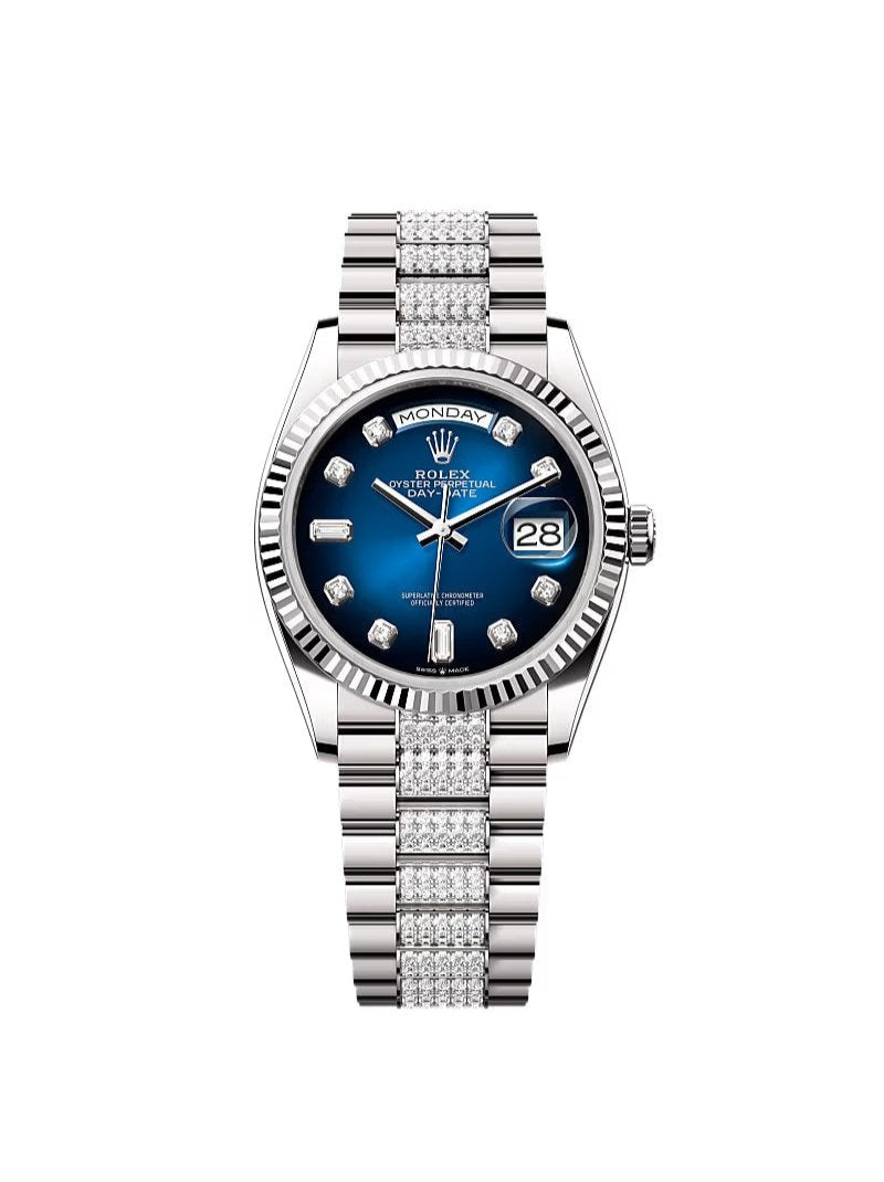 Day-Date 36 White Gold Diamond-Set President Blue Ombré Diamond ...